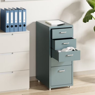 FlexiSpot Five Drawers Movable Under-Desk File Cabinet Grey Blue
