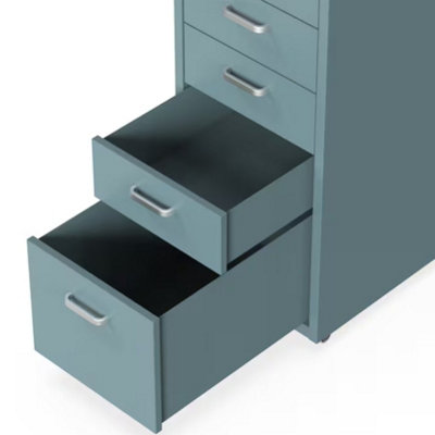 FlexiSpot Five Drawers Movable Under-Desk File Cabinet Grey Blue