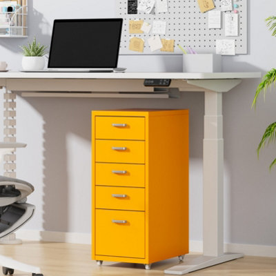 FlexiSpot Five Drawers Movable Under-Desk File Cabinet Orange