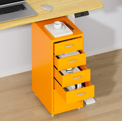 FlexiSpot Five Drawers Movable Under-Desk File Cabinet Orange
