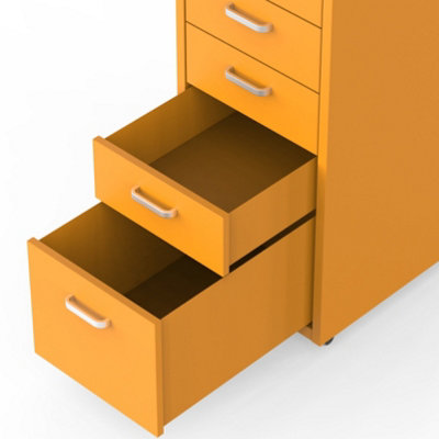 FlexiSpot Five Drawers Movable Under-Desk File Cabinet Orange