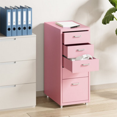 FlexiSpot Five Drawers Movable Under-Desk File Cabinet Pale Pink