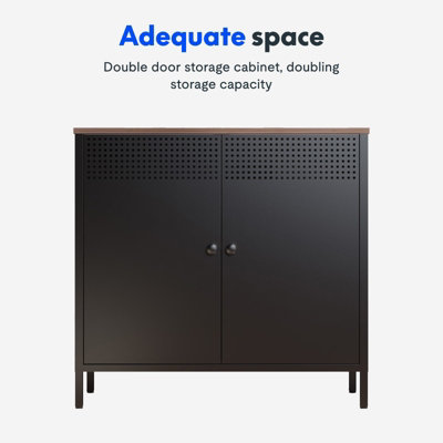 FlexiSpot Metal Cabinet with Double Doors and Adjustable Shelf Black