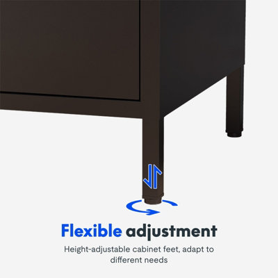 FlexiSpot Metal Cabinet with Double Doors and Adjustable Shelf Black