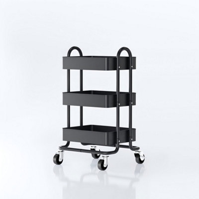 FlexiSpot Triple Storage Trolley with 4 Swivel Castors in Matte Black 3 ...