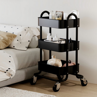 FlexiSpot Triple Storage Trolley with 4 Swivel Castors in Matte Black 3 ...