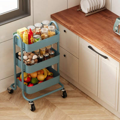 FlexiSpot Triple Storage Trolley with 4 Swivel Castors in Matte Light ...