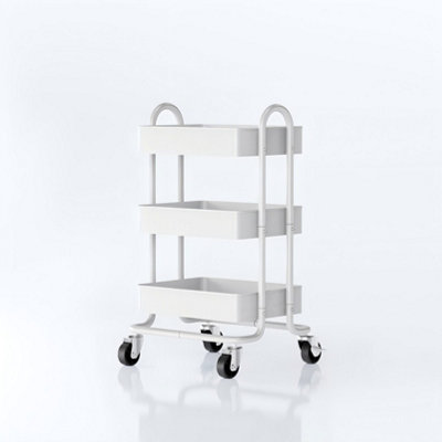 FlexiSpot Triple Storage Trolley with 4 Swivel Castors in Textured ...