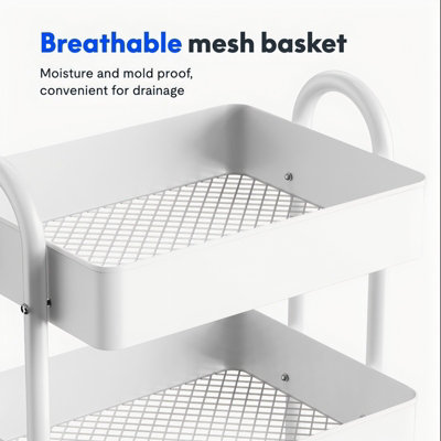 FlexiSpot Triple Storage Trolley with 4 Swivel Castors in Textured ...