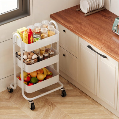 FlexiSpot Triple Storage Trolley with 4 Swivel Castors in Textured ...