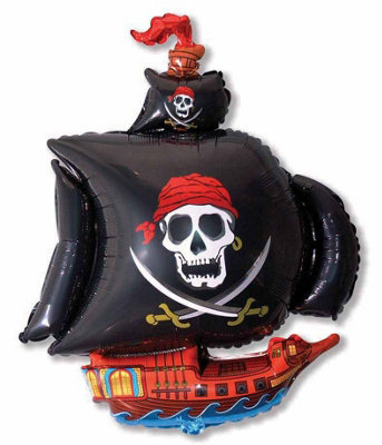 Flexmetal Pirate Ship Black 41" Super Shape Foil Balloon Party ...