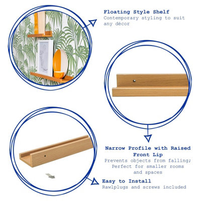 FLOATING PICTURE LEDGE SHELF - BROWN 57CM MDF WALL MOUNTED DISPLAY FOR ...