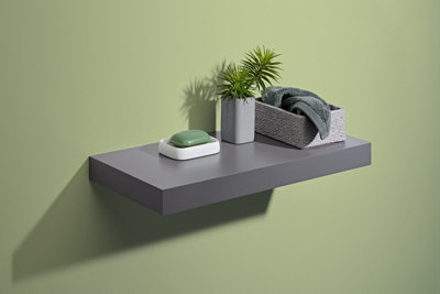 Floating Shelf Kit, Dark Grey, 44.5x25x5cm | DIY at B&Q