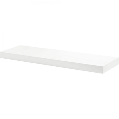 Floating Shelf Kit, Satin White, 90x25x5cm | DIY at B&Q