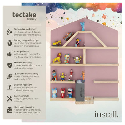 Floating Shelf Mylittle Story - for up to 50 Tonies, house design - pink