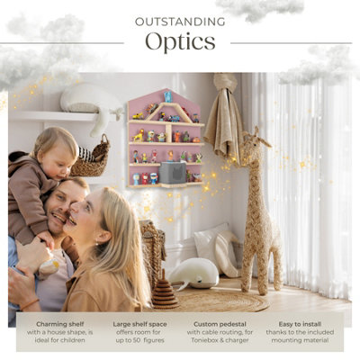 FLOATING SHELF MYLITTLE STORY - FOR UP TO 50 TONIES, HOUSE DESIGN - PINK