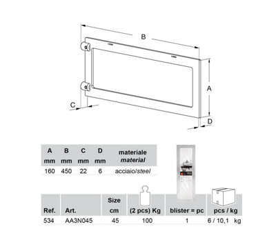 Floating Sink Bracket 44 cm (Each)