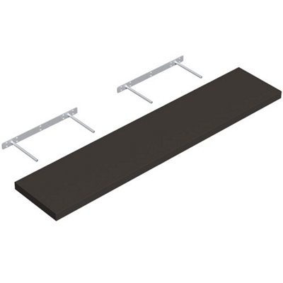 Floating Wall Mount Shelf Storage Shelves - Finish Black - Length 120cm ...