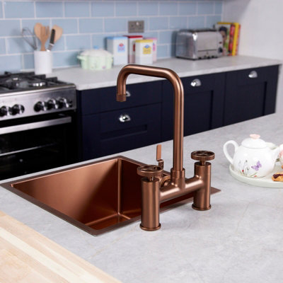 flode kraft Industrial Bridge Style 3 in 1 Instant Boiling Tap Brushed ...