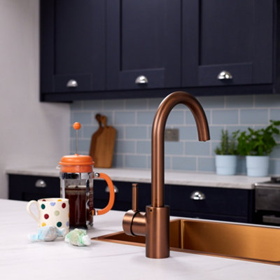 flode Solo Single Lever 3 in 1 Instant Boiling Tap Brushed Copper Finish