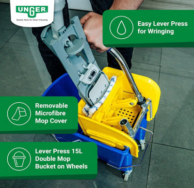 Floor Cleaner Set: Durable Two Bucket Model, Microfibre Flat Mop for ...