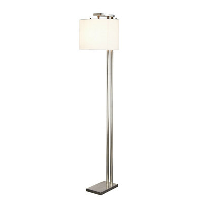 Floor Lamp 2 Metal Columns White Shade Included Brushed Nickel LED E27 ...