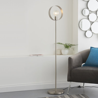 Floor Lamp Light - Brushed Nickel Plate - 40W E27 - Complete Standing Lamp