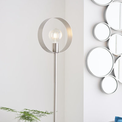 Floor Lamp Light - Brushed Nickel Plate - 40W E27 - Complete Standing Lamp