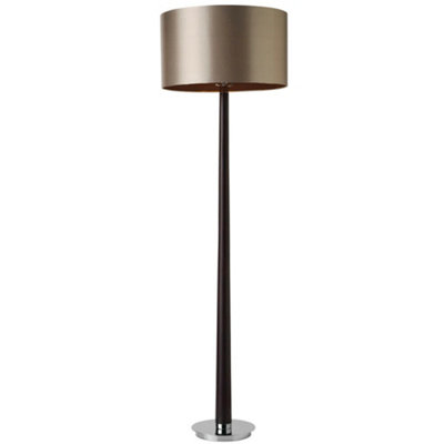 Floor Lamp Light Dark Wood & Mink Fabric 60W B22 GLS Base & Shade | DIY ...