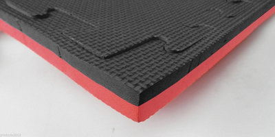 Floor Mats Foam Gym 20mm Red Black EVA Interlocking 6 Mats Judo ...