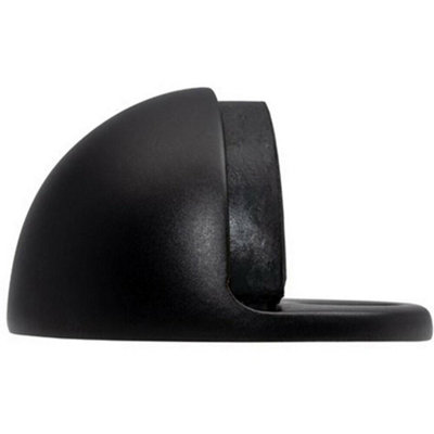 Floor mounted Oval Doorstop 44 x 22mm Matt Black Half Moon Stopper