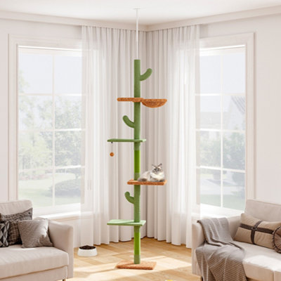 Floor to Ceiling Cat Tree Cactus Tall Cat Tower 5 Tiers Cat Climbing ...