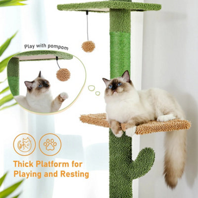 Floor to Ceiling Cat Tree Cactus Tall Cat Tower 5 Tiers Cat Climbing ...