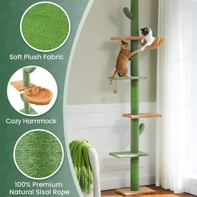 Floor to Ceiling Cat Tree Cactus Tall Cat Tower 5 Tiers Cat Climbing ...