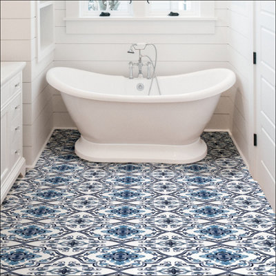 Floorpops Marrakesh Blue Peel and Stick Floor Tiles FP3932