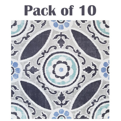Floorpops Sienna 10pcs peel stick vinyl floor tiles Morrocan blue ...