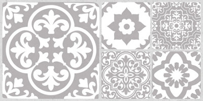 Floorpops Valencia Grey Peel & Stick Double Width Floor Tiles Floor ...