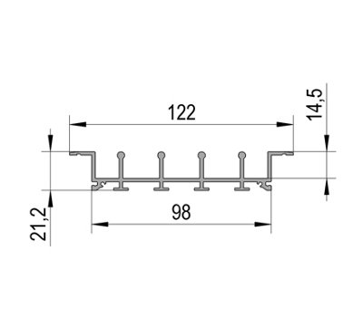 FloorTrack recessed track, L-4000 mm, for 4 doors, white