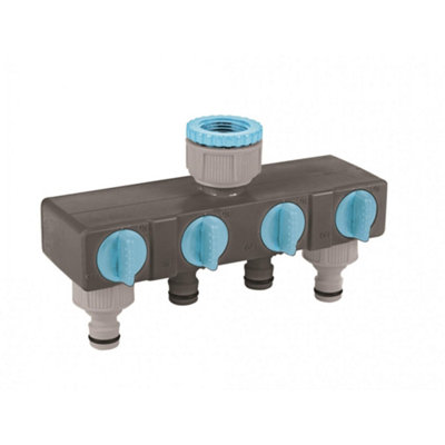 FLOPRO FOUR WAY TAP CONNECTOR MULTI COLOUR (ONE SIZE)