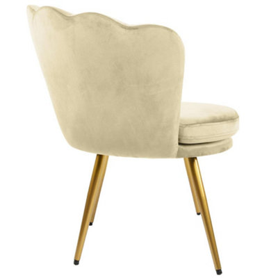 Flora Accent Chair with Petal Back Scallop Armchair in Velvet - Champagne