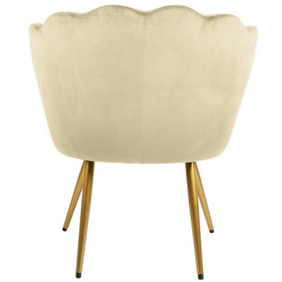 Flora Accent Chair with Petal Back Scallop Armchair in Velvet - Champagne