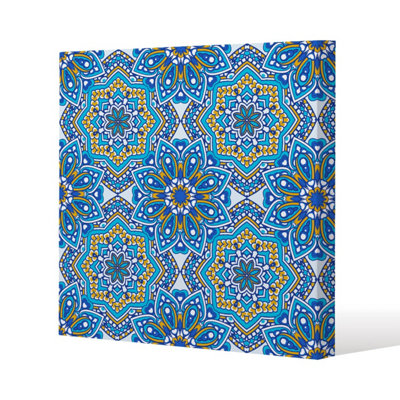 Floral and geometric embellished tiles (Canvas Print) / 101 x 101 x 4cm