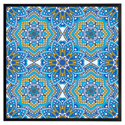 Floral and geometric embellished tiles (Picutre Frame) / 16x16" / Oak