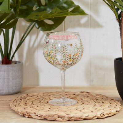 Floral Bee-Autiful Friend Clear Gin Balloon Glass