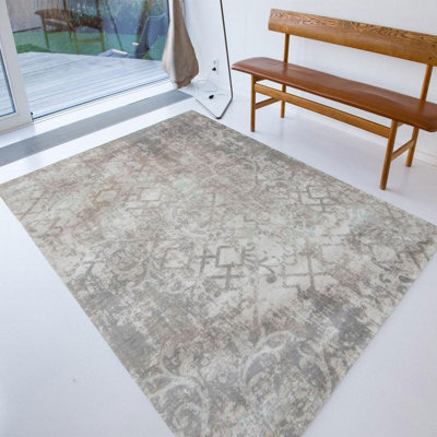 Floral Geometric Easy to clean Rug for Dining Room Bed Room and Living ...