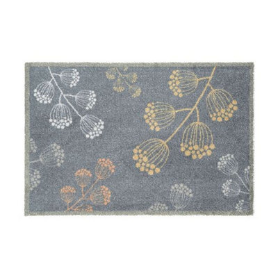 Floral Sprig Machine Washable Anti-Slip Recycled Floor Mat for Entrance ...