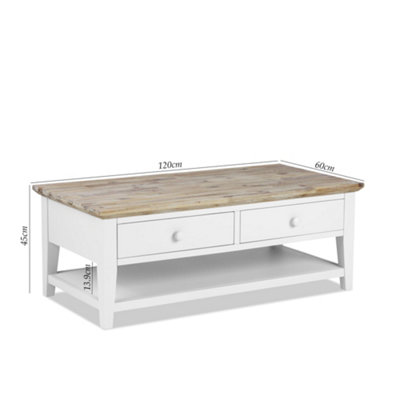 Florence Coffee Table with Drawers - White