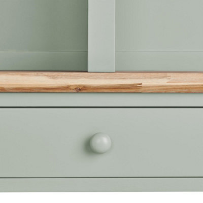 Florence Console Table and Hutch, Sage Green Display Cabinet