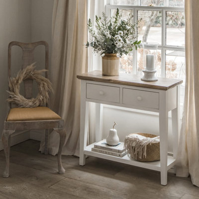 Florence Console Table with 2 Drawers - White