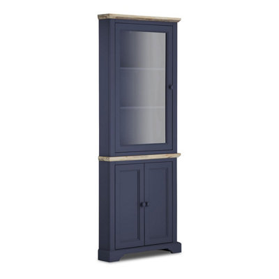 Florence Corner Display Cabinet Glass Door Navy Blue Dresser
